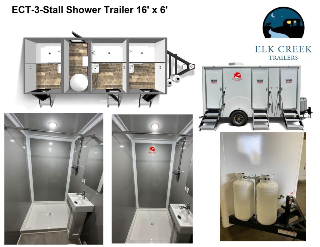 3 Stall Shower Trailer - Elk Creek Trailers